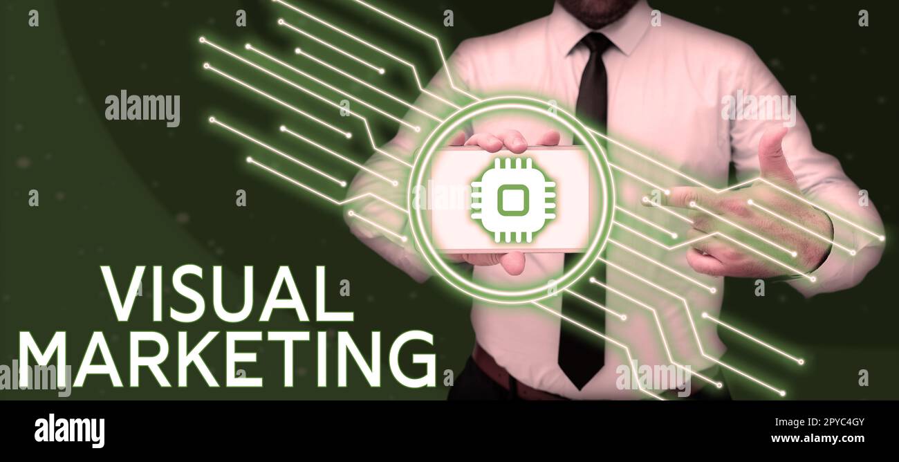 Sign displaying Visual Marketing. Internet Concept connecting marketing ...