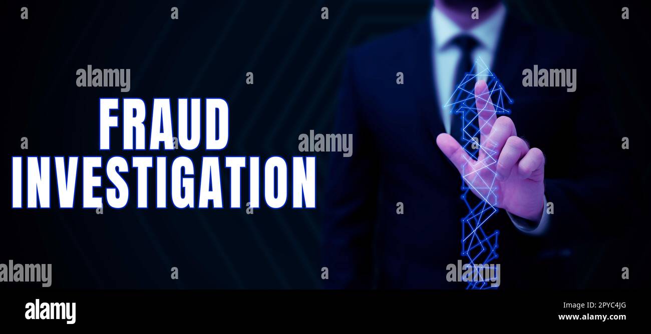 Text sign showing Fraud Investigation. Word for process of determining ...