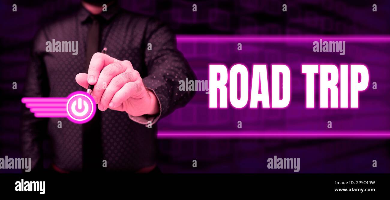 Hand writing sign Road Trip. Conceptual photo Roaming around places ...