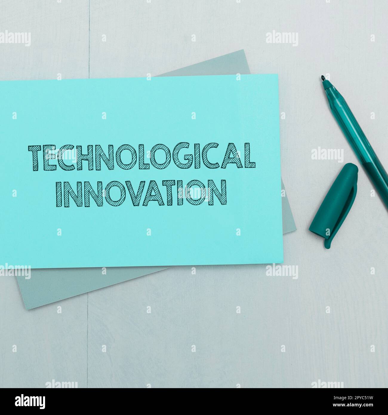 Hand writing sign Technological Innovation. Word for New Invention from ...