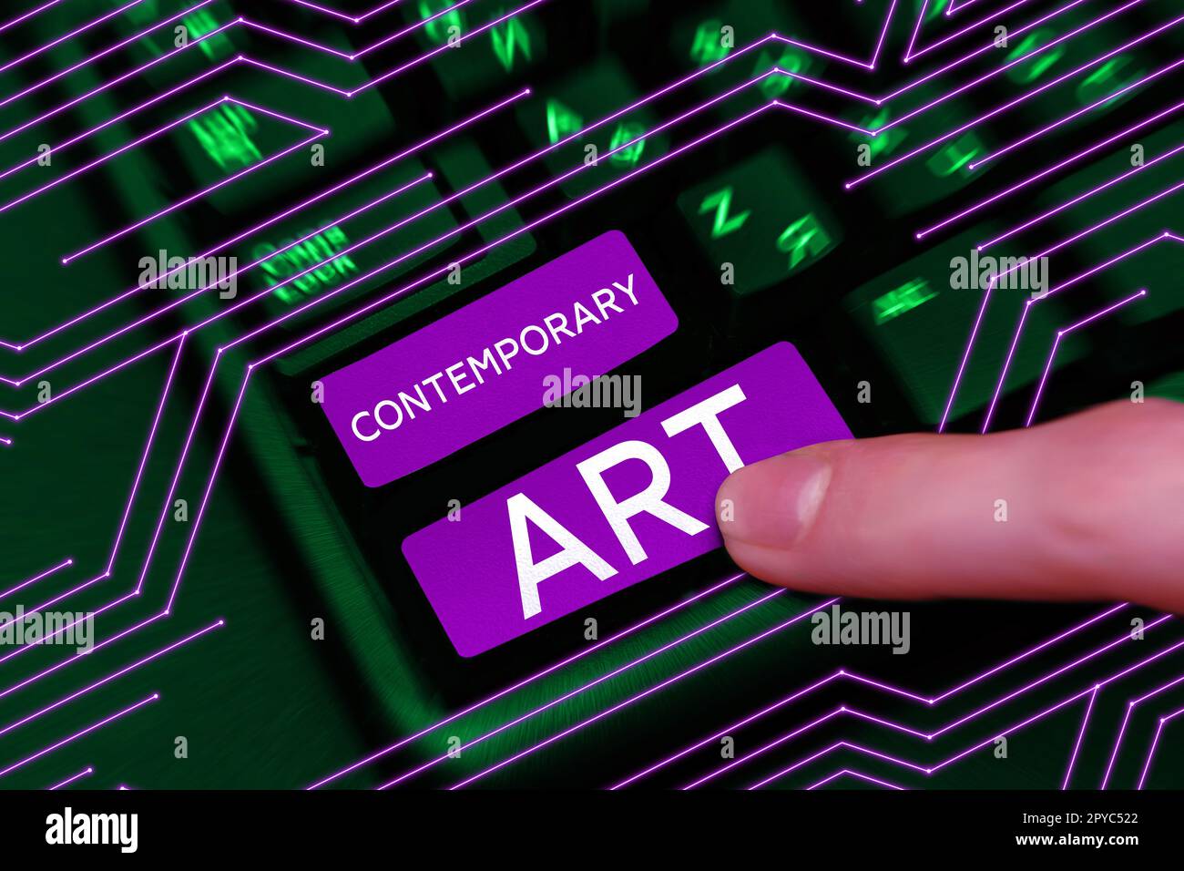 Conceptual caption Contemporary Art. Word Written on made today by ...