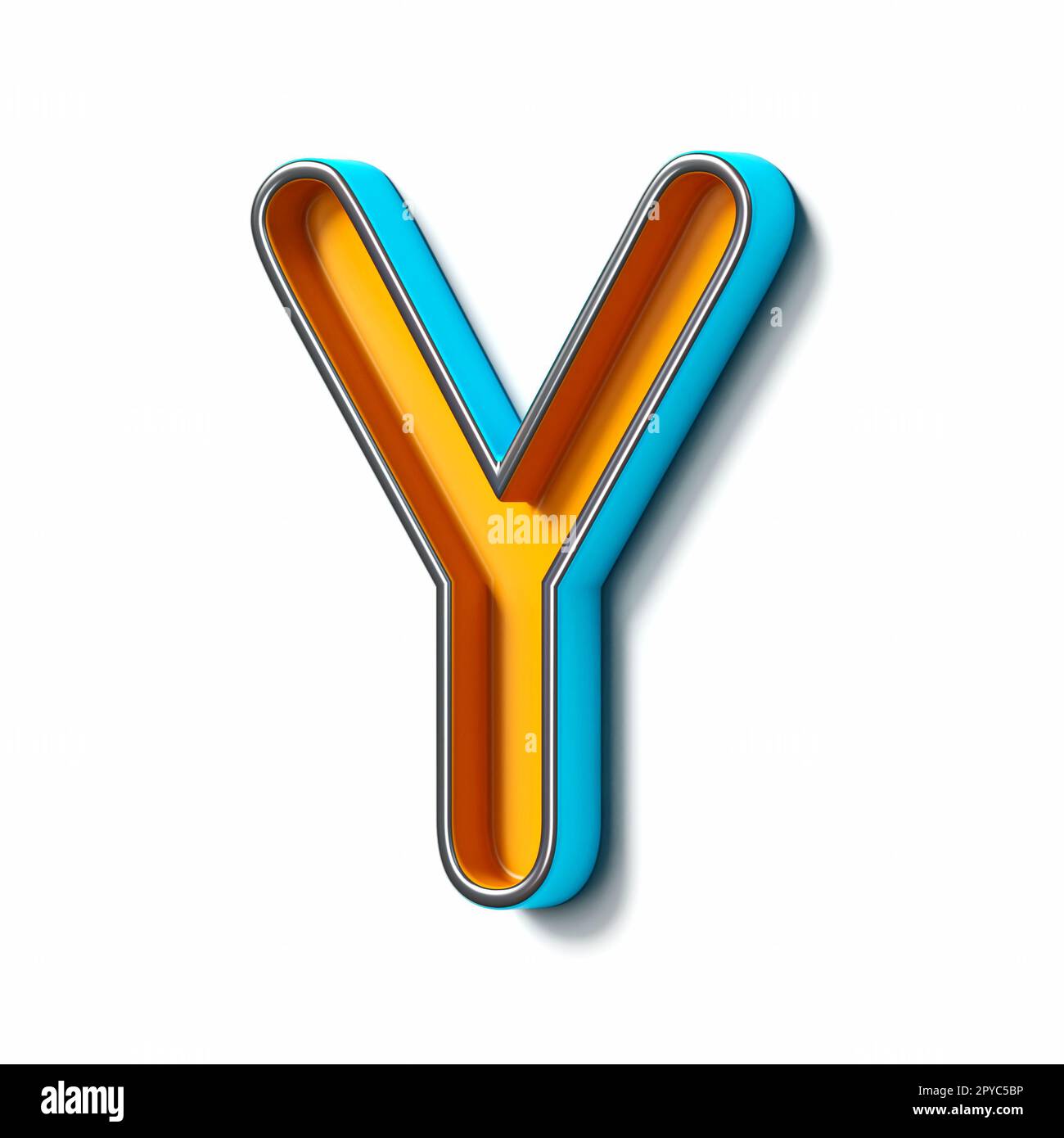Orange blue thin metal font Letter Y 3D rendering illustration isolated ...