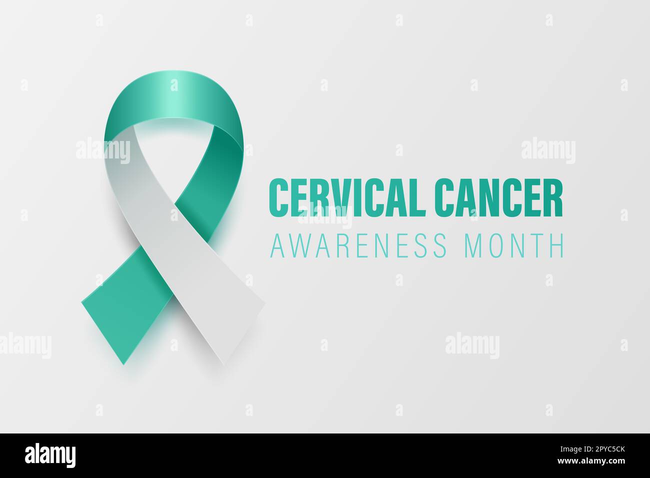 Cervical Cancer Banner, Card, Placard with Vector 3d Realistic Teal and ...