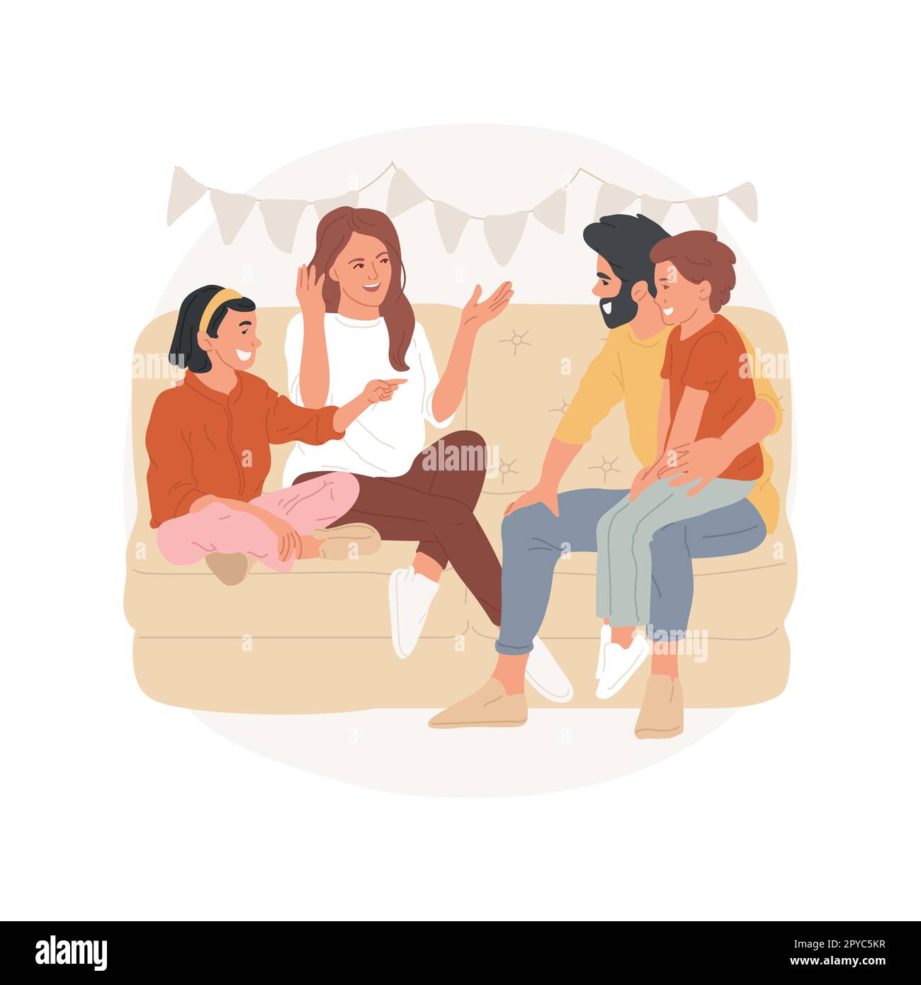 Family conversation isolated cartoon vector illustration. Family ...