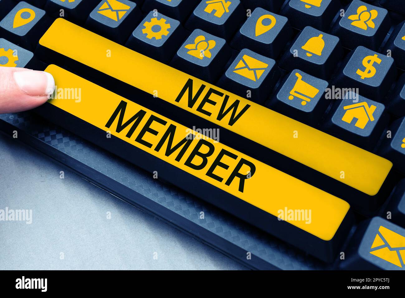 Handwriting text New Member. Concept meaning recruiting employee to ...