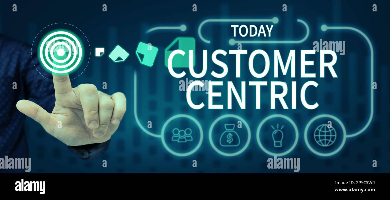Text caption presenting Customer Centric. Business showcase process of ...