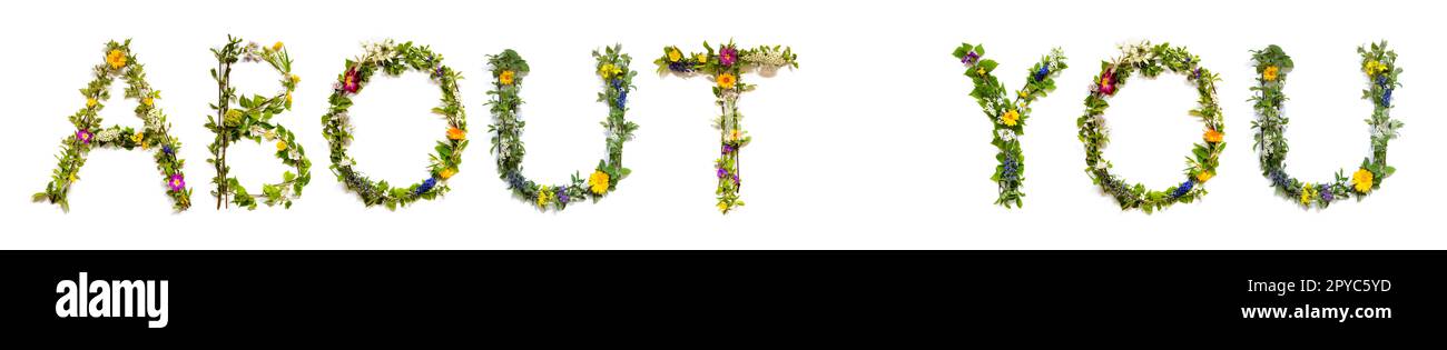 Colorful Blooming Flower Letters Building Word About You Stock Photo ...