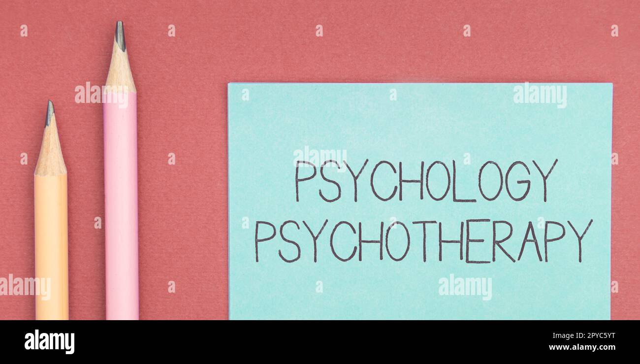 Hand writing sign Psychology Psychotherapy. Business approach use of a ...