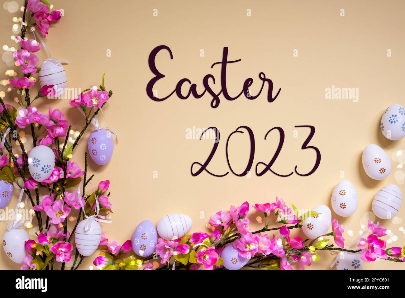 Pink Spring Flower Arrangement, Easter Decoration, English Text Easter ...