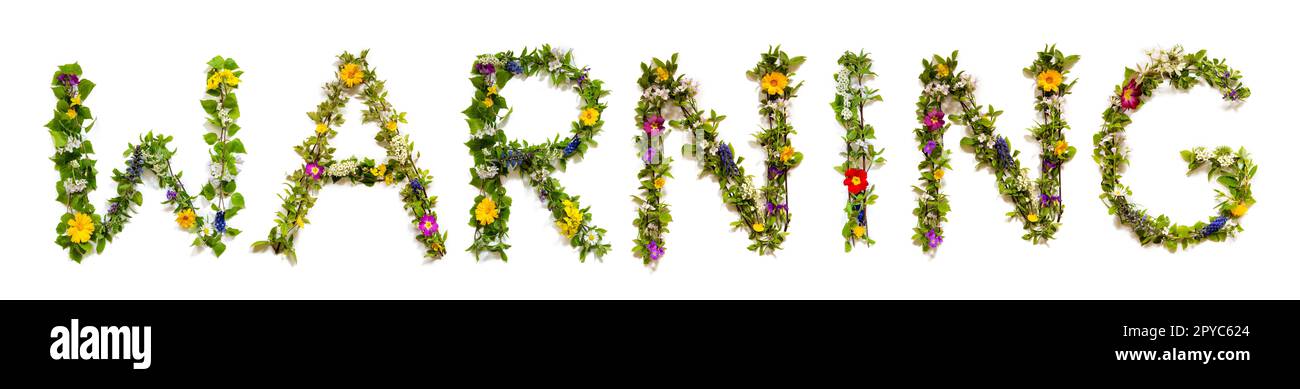 Blooming Flower Letters Building English Word Warning Stock Photo - Alamy