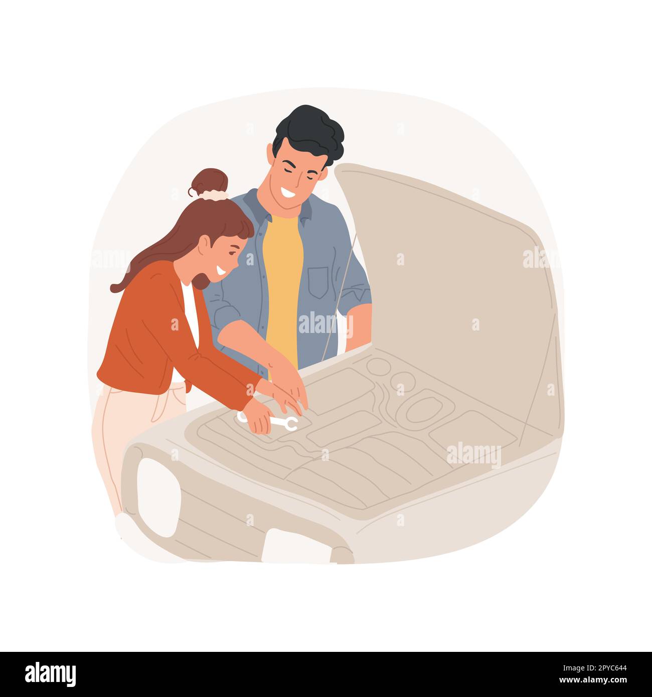 Learning new skill isolated cartoon vector illustration. Dad and ...