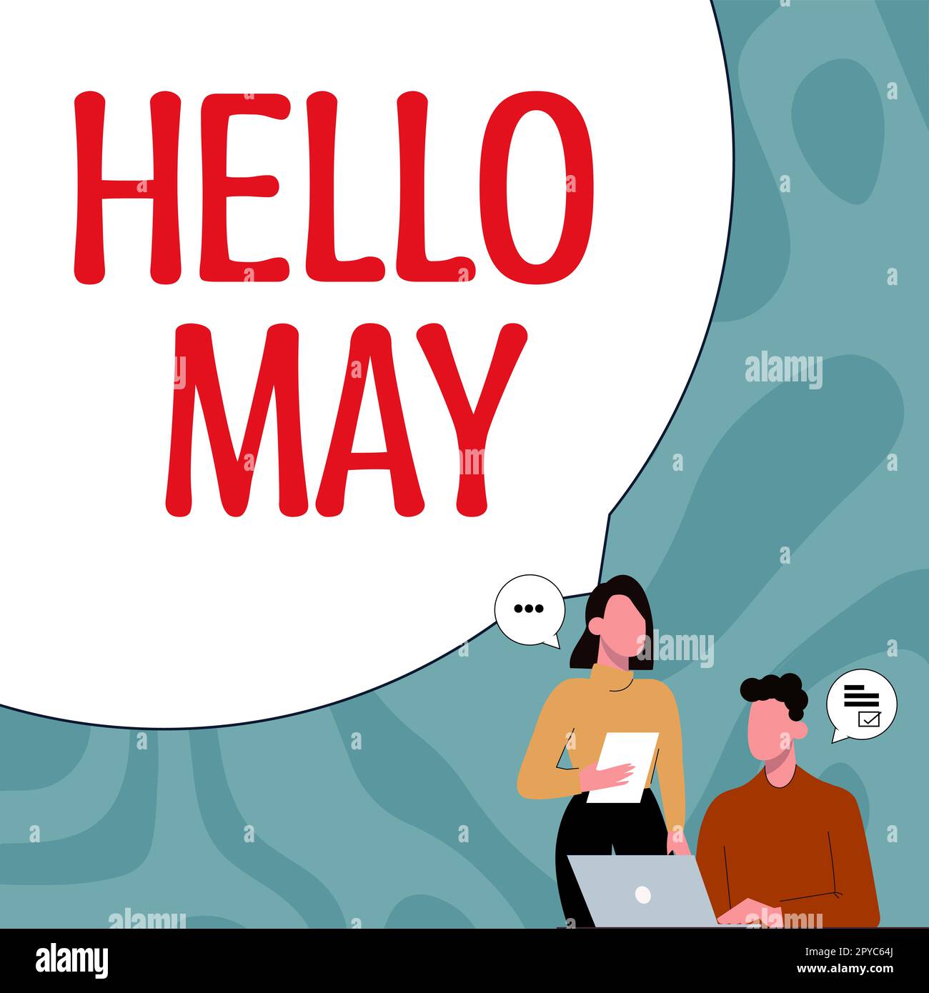 Hand writing sign Hello May. Business concept to address the fifth ...