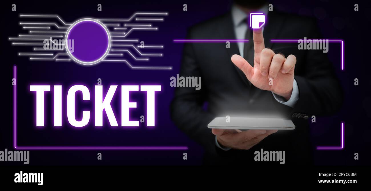 Handwriting text Ticket. Business approach piece of paper card that ...