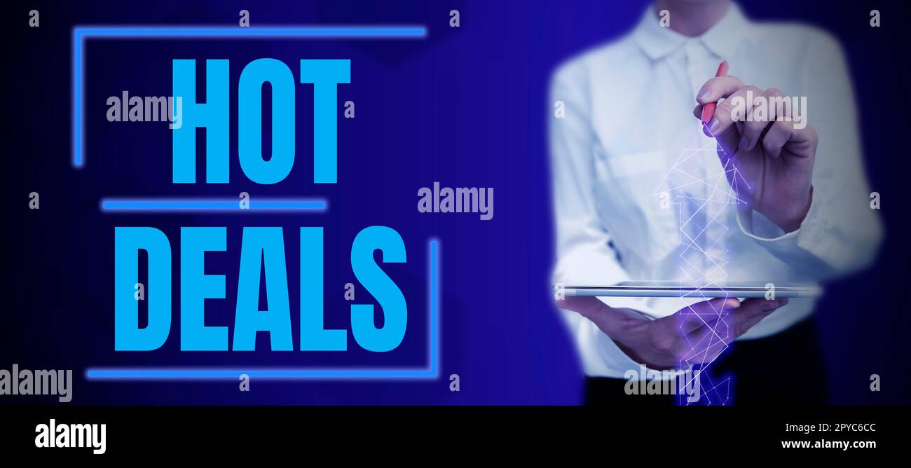 Inspiration showing sign Hot Deals. Internet Concept An agreement ...