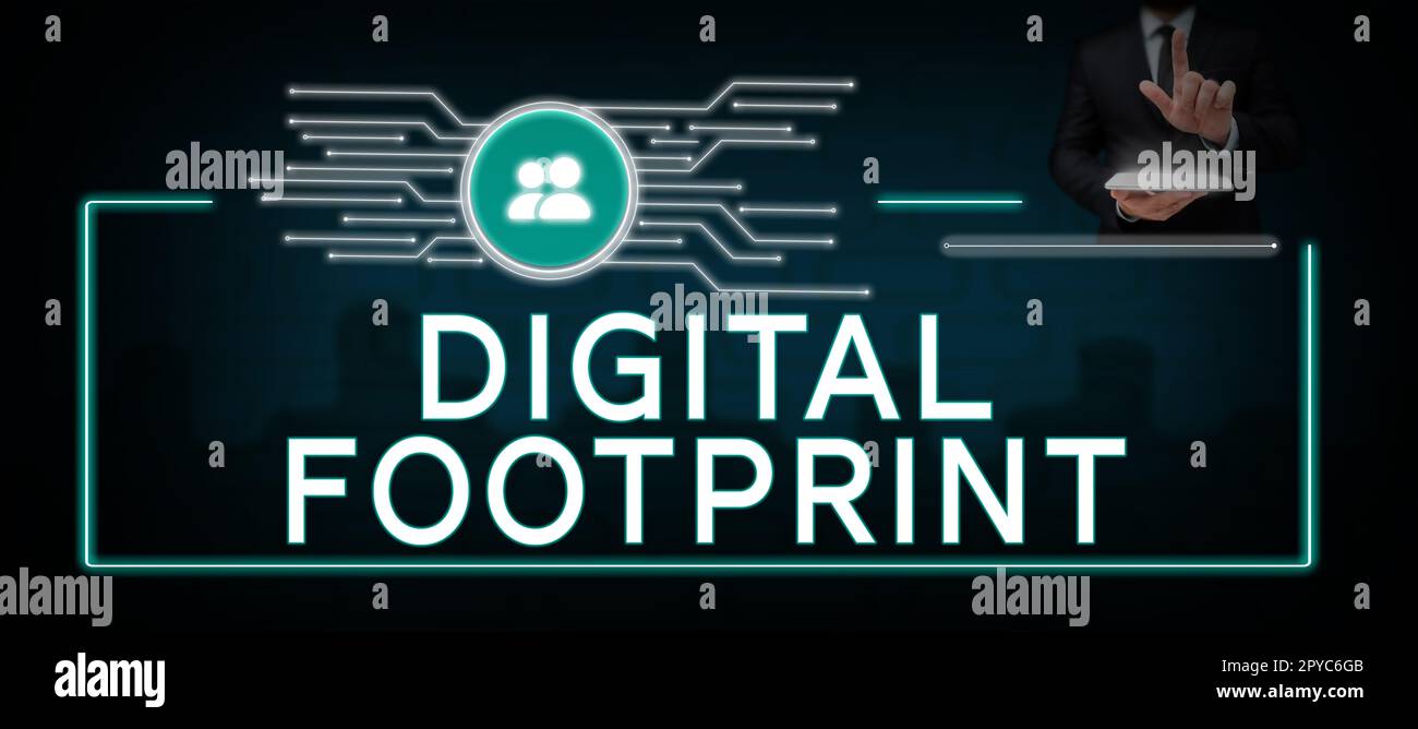 Conceptual display Digital Footprint. Internet Concept uses digital ...