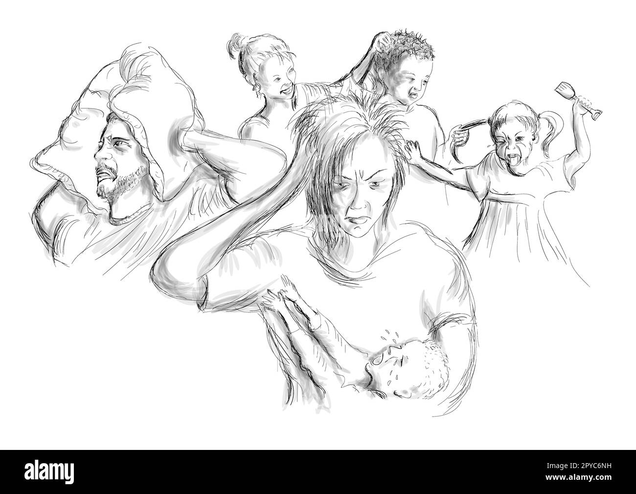 ill-mannered-children-vector-sceth-illustration-stock-photo-alamy