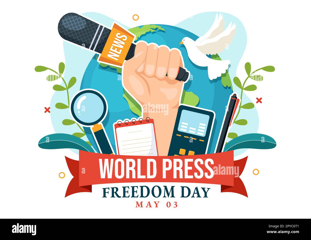 World Press Freedom Day on May 3 Illustration with Hands Holding News ...