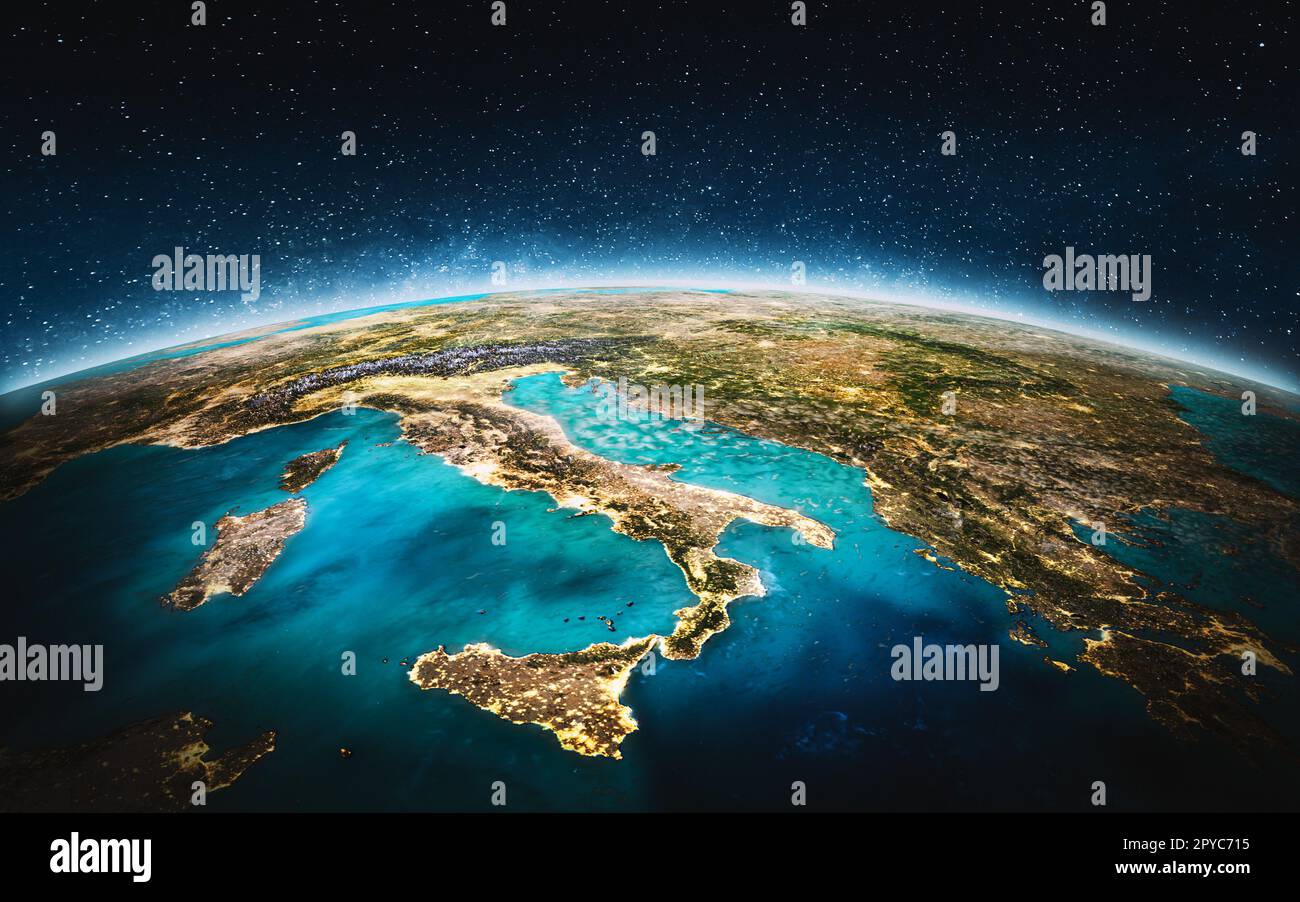 Planet Earth - Italy. 3D Rendering. Elements of this image furnished by ...