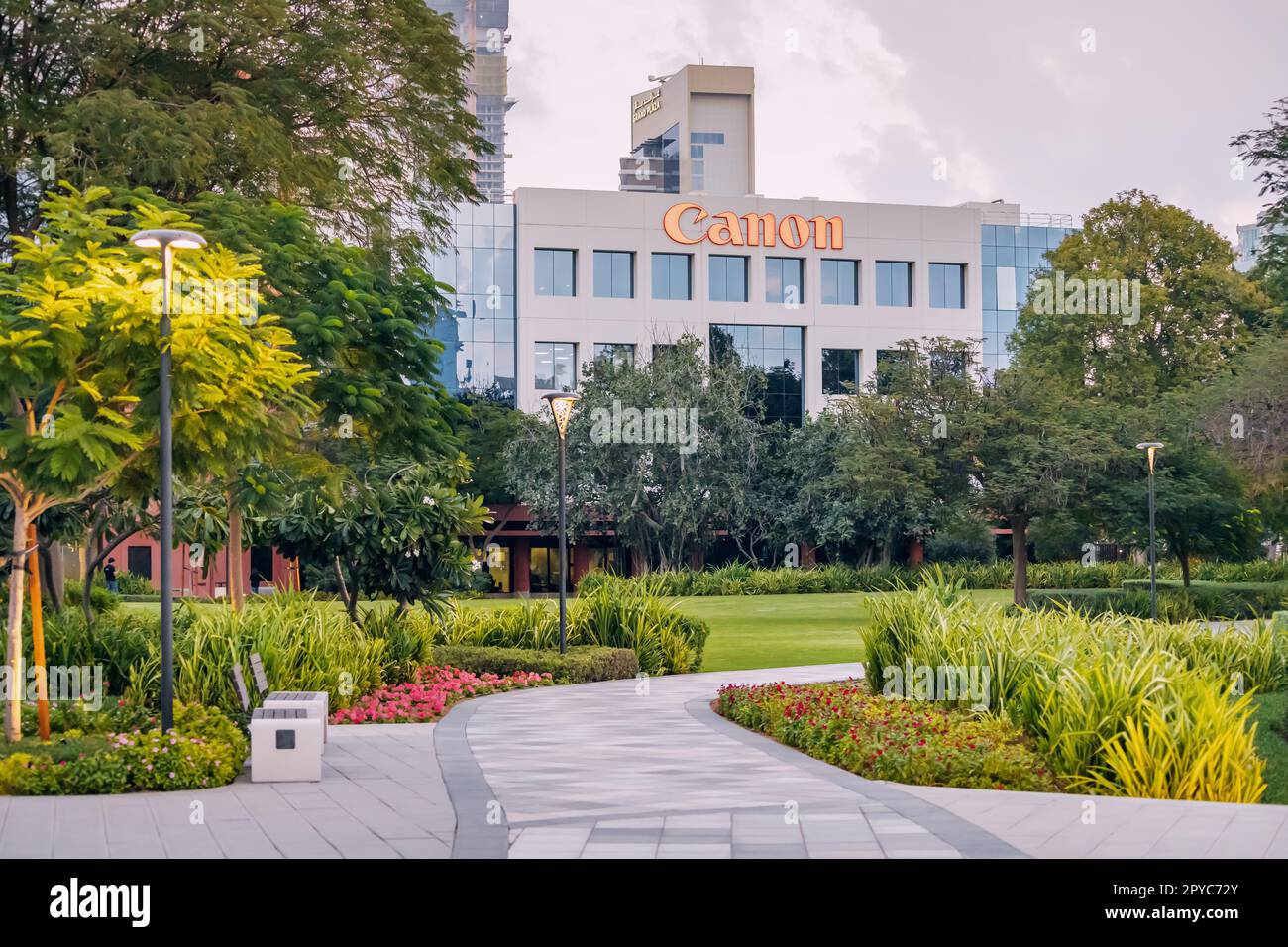 19 January 2023, Dubai, UAE: Canon sign at office building in Dubai ...