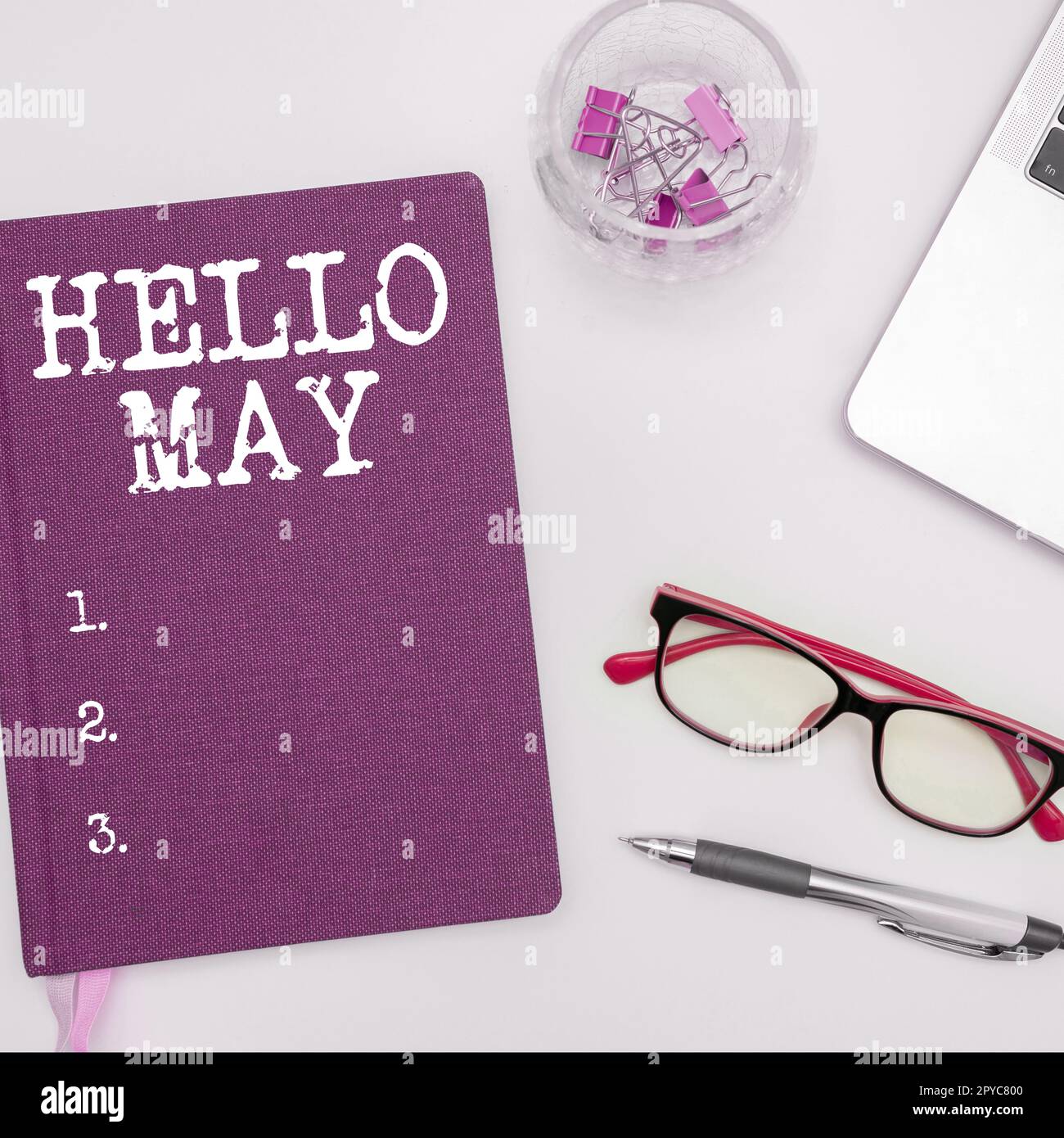 Text sign showing Hello May. Conceptual photo to address the fifth ...