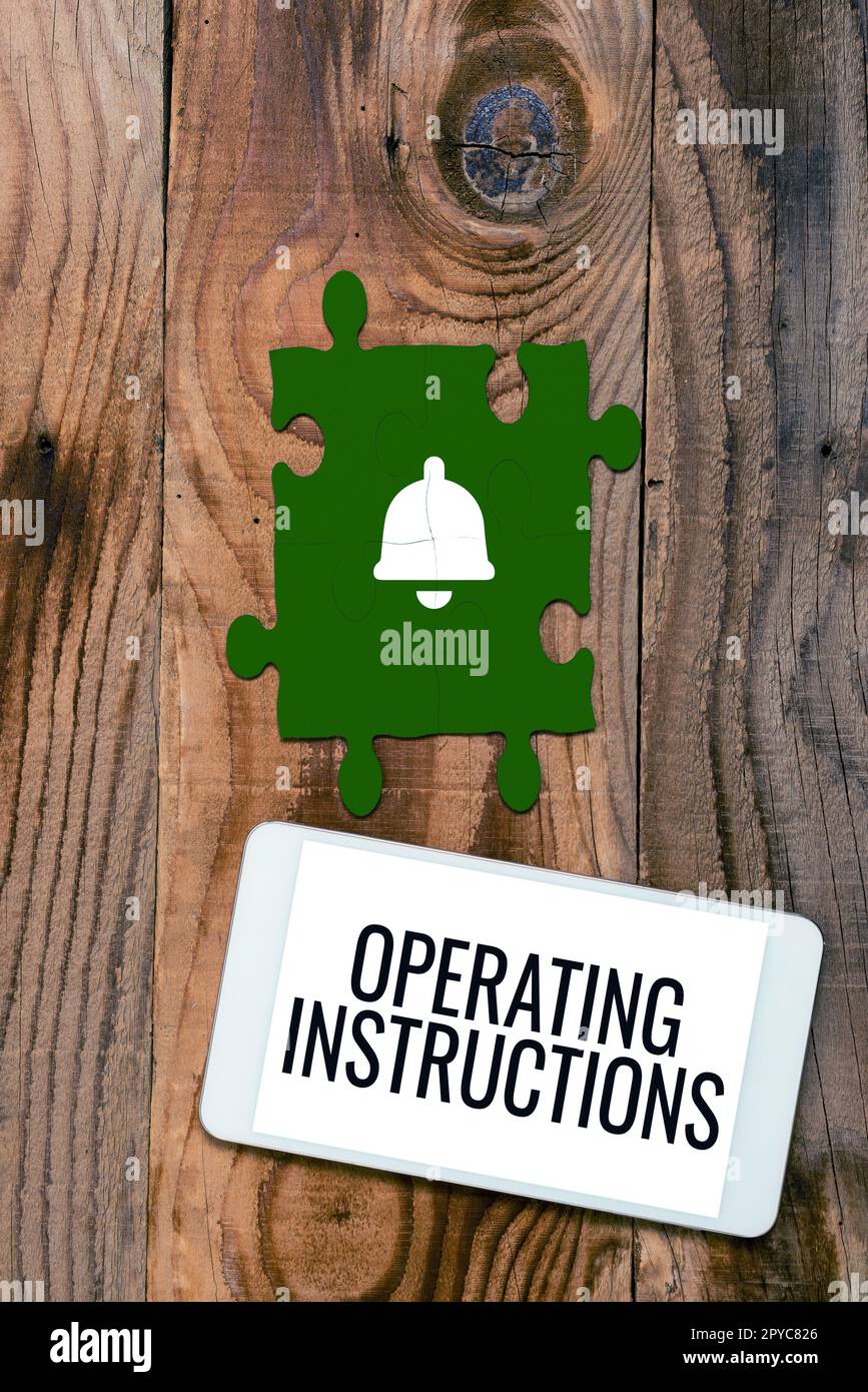 Text sign showing Operating Instructions. Internet Concept Going to be ...