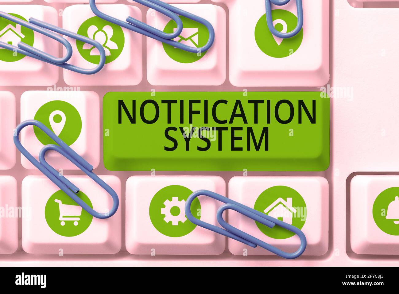 Hand writing sign Notification System. Word for Do not forget to be ...