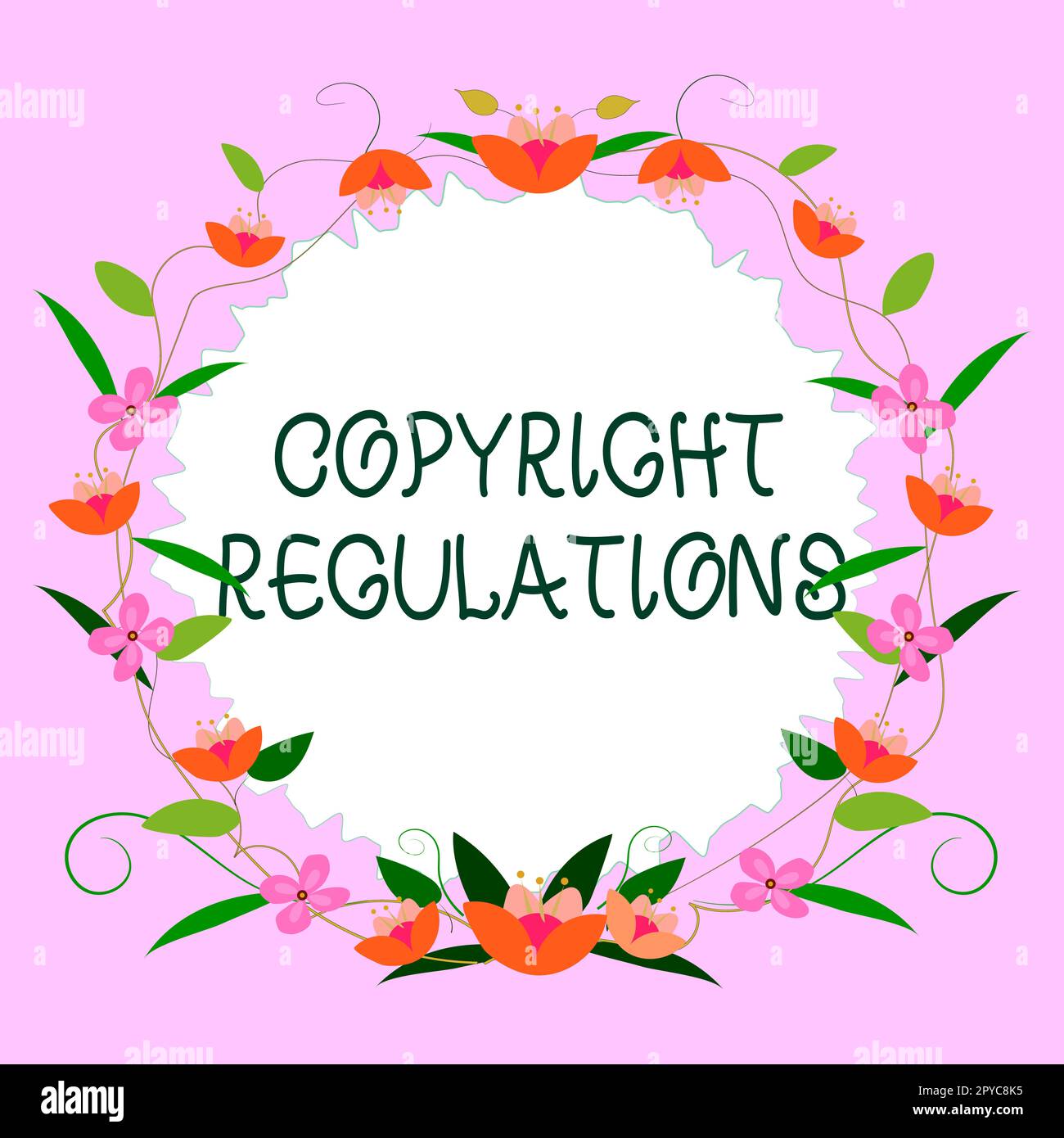 Text caption presenting Copyright Regulations. Business approach body ...