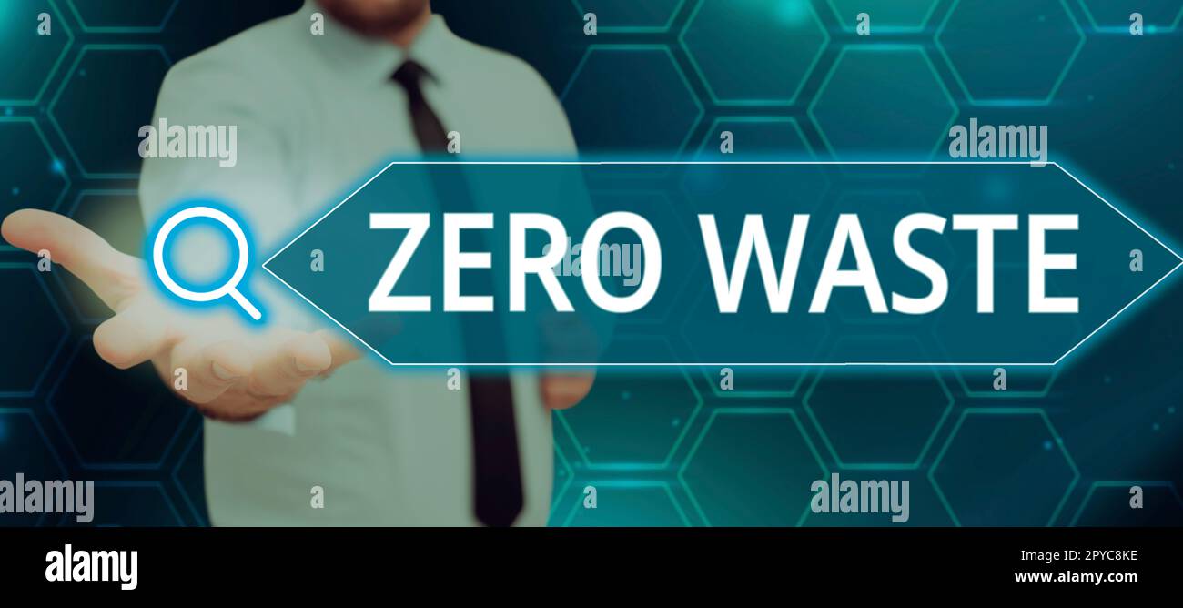 Text sign showing Zero Waste. Business overview industrial responsibility includes composting ...