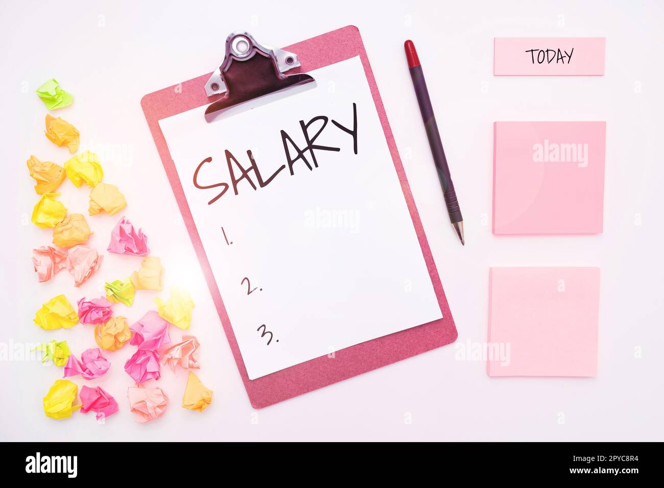 Writing displaying text Salary. Business concept fixed regular payment ...