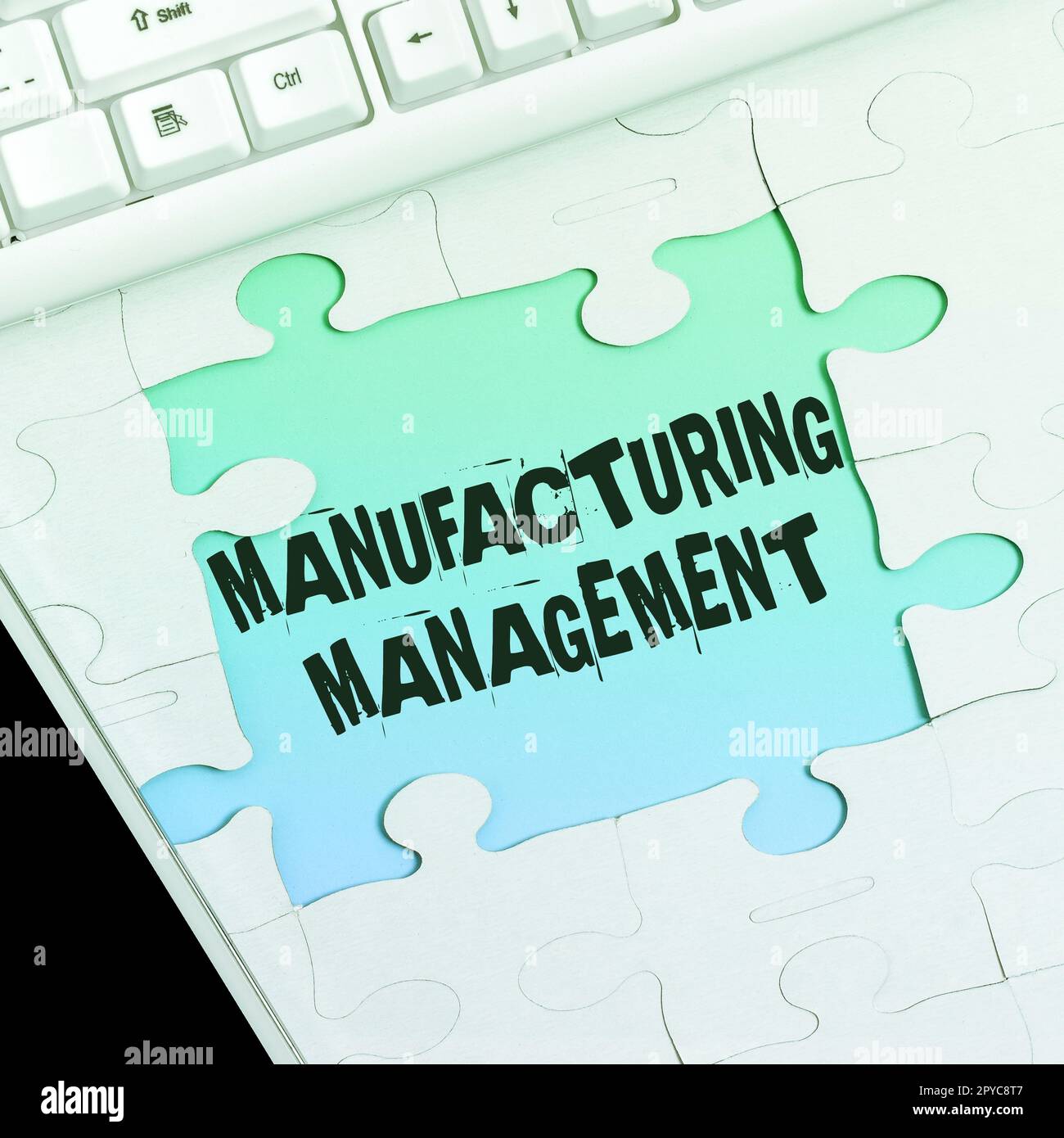 Handwriting text Manufacturing Management. Internet Concept methods ...