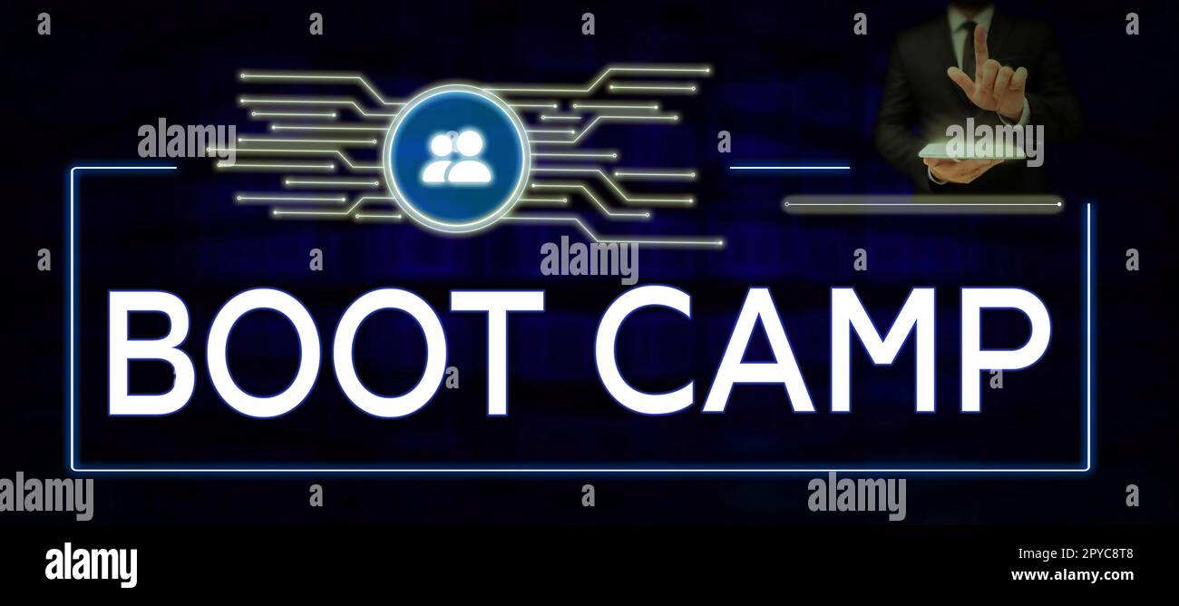 Handwriting text Boot Camp. Concept meaning Military training camp for ...