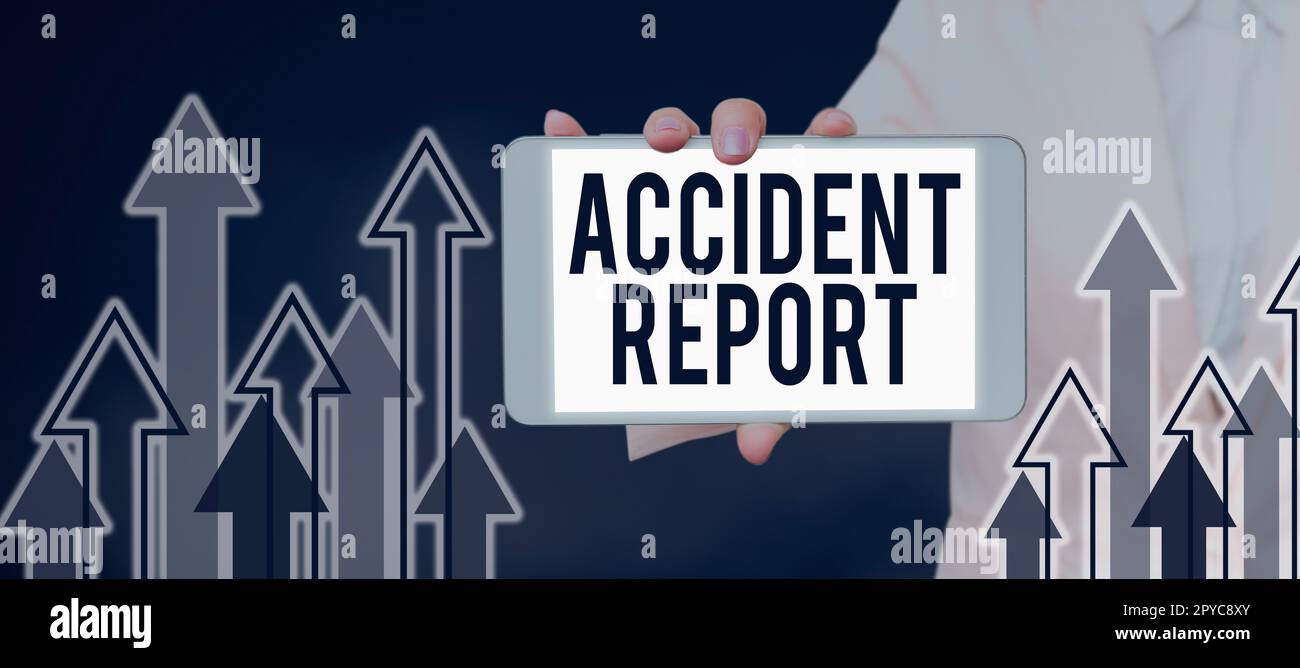 Text caption presenting Accident Report. Business showcase A form that ...