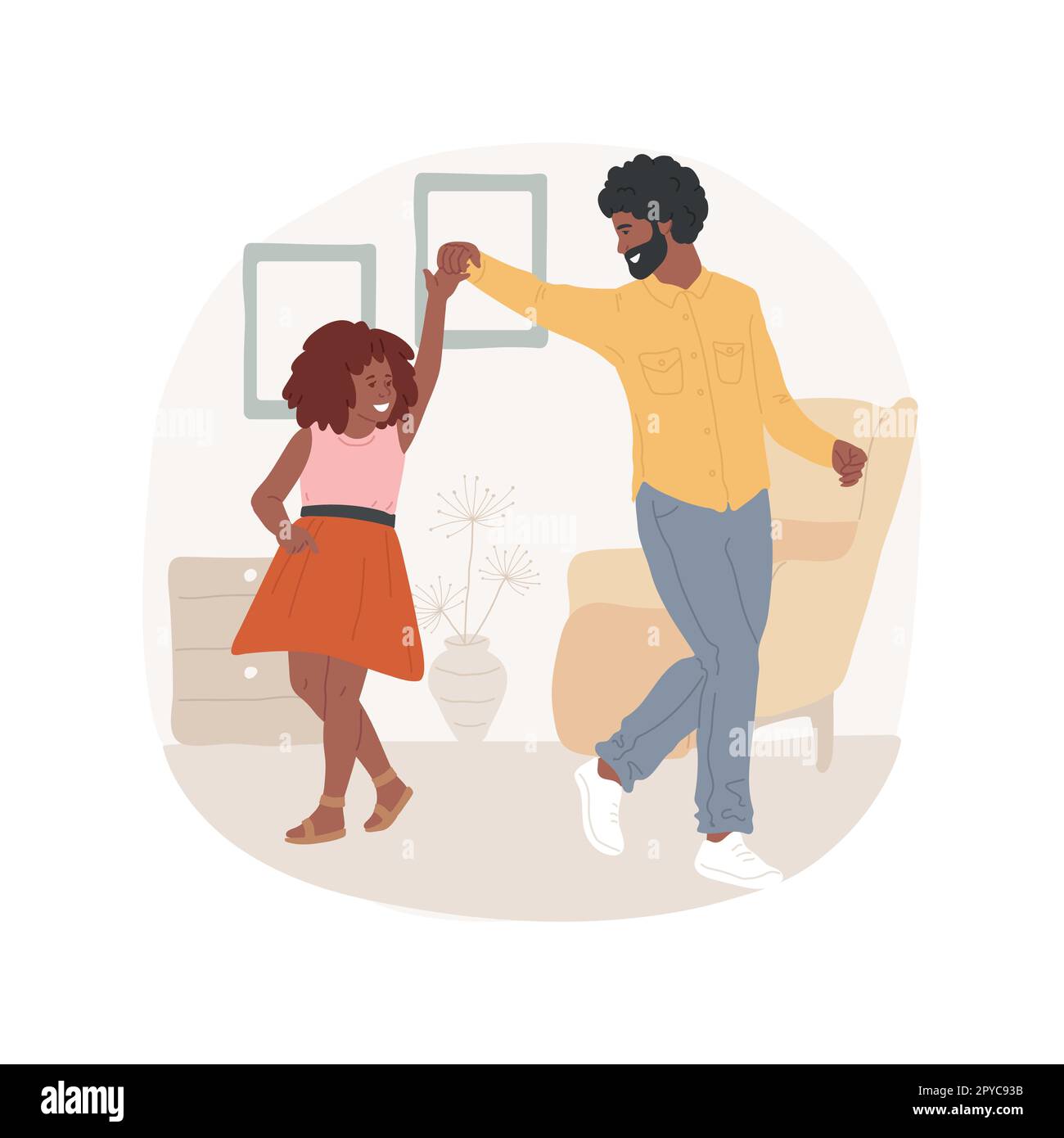 Learning to dance isolated cartoon vector illustration. Dad and ...