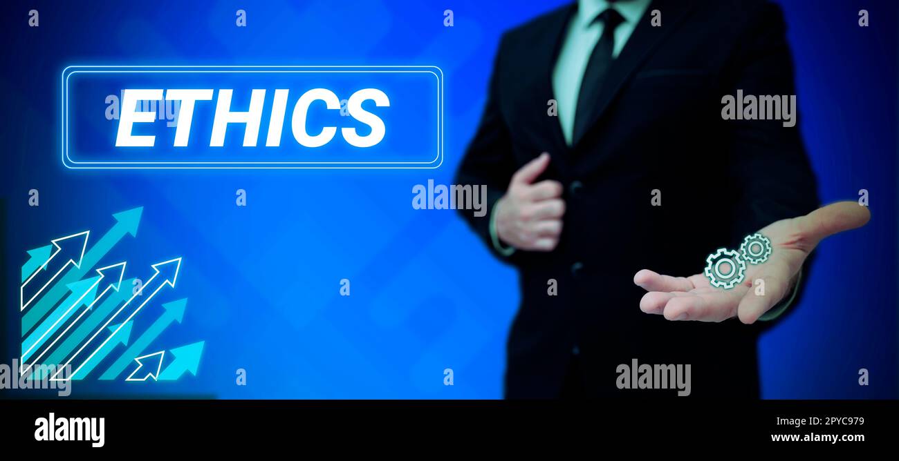 Text showing inspiration Ethics. Business concept moral principles that ...