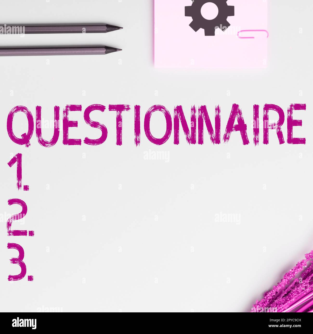 Text caption presenting Questionnaire. Word Written on Set of enquires ...