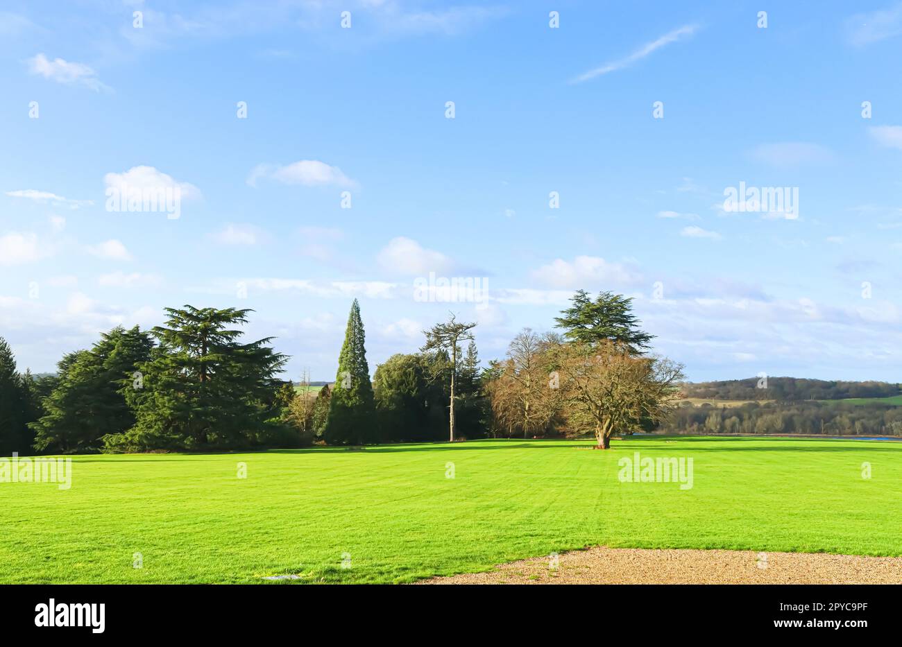 Beautiful nature of the English countryside, landscape on a sunny day ...