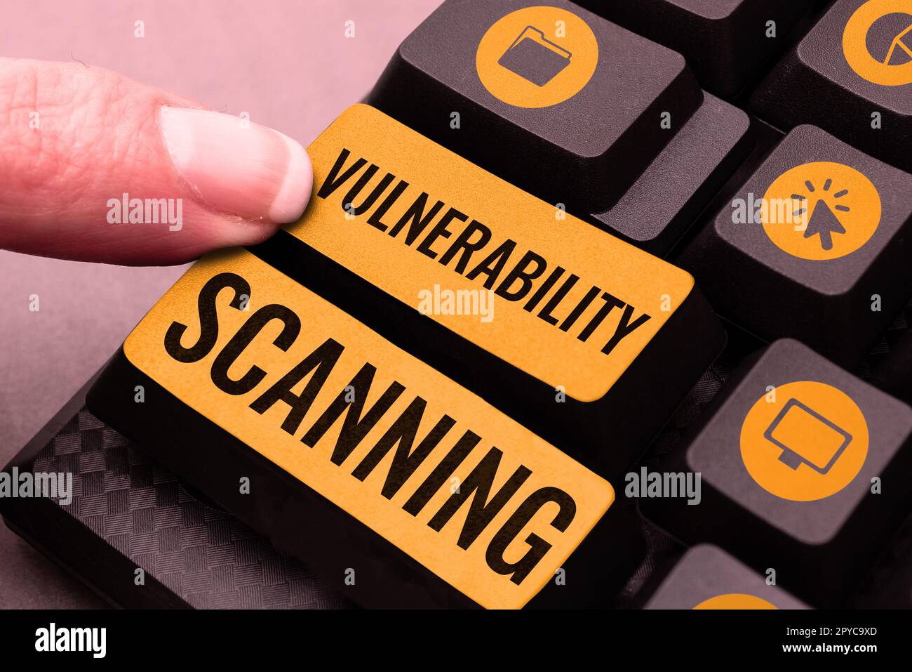 Writing displaying text Vulnerability Scanning. Business idea defining ...