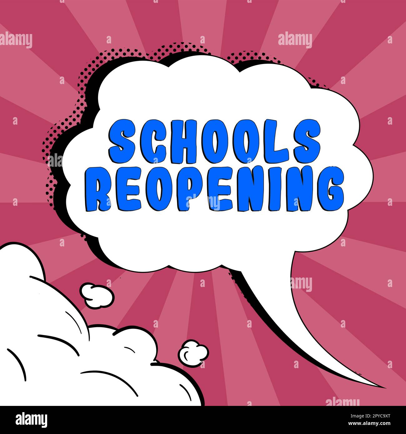 Text sign showing Schools Reopening. Concept meaning classes are over ...