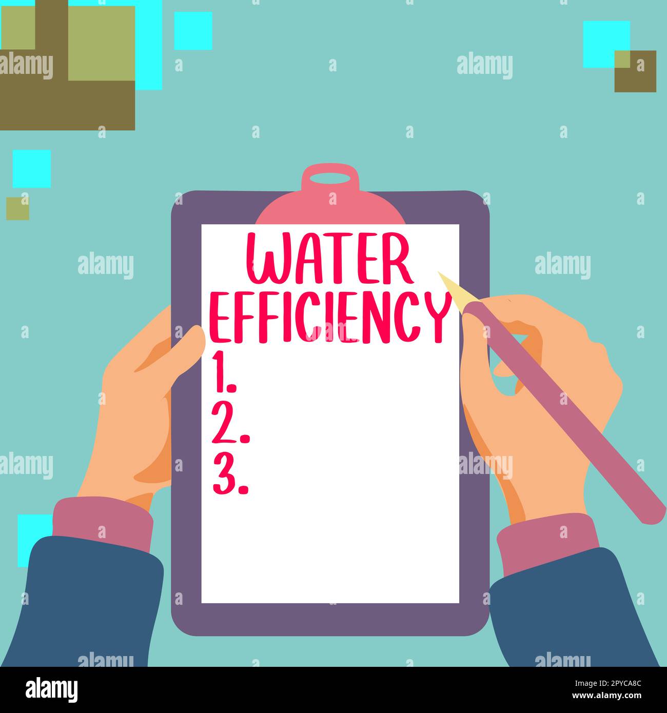 Handwriting text Water Efficiency. Business concept reduce water ...