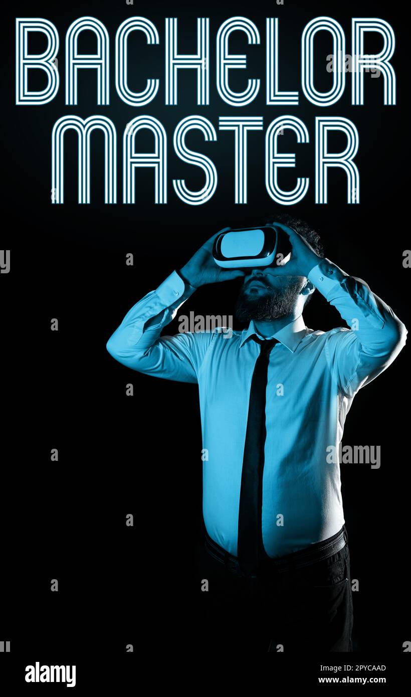 Conceptual caption Bachelor Master. Business idea An advanced degree ...