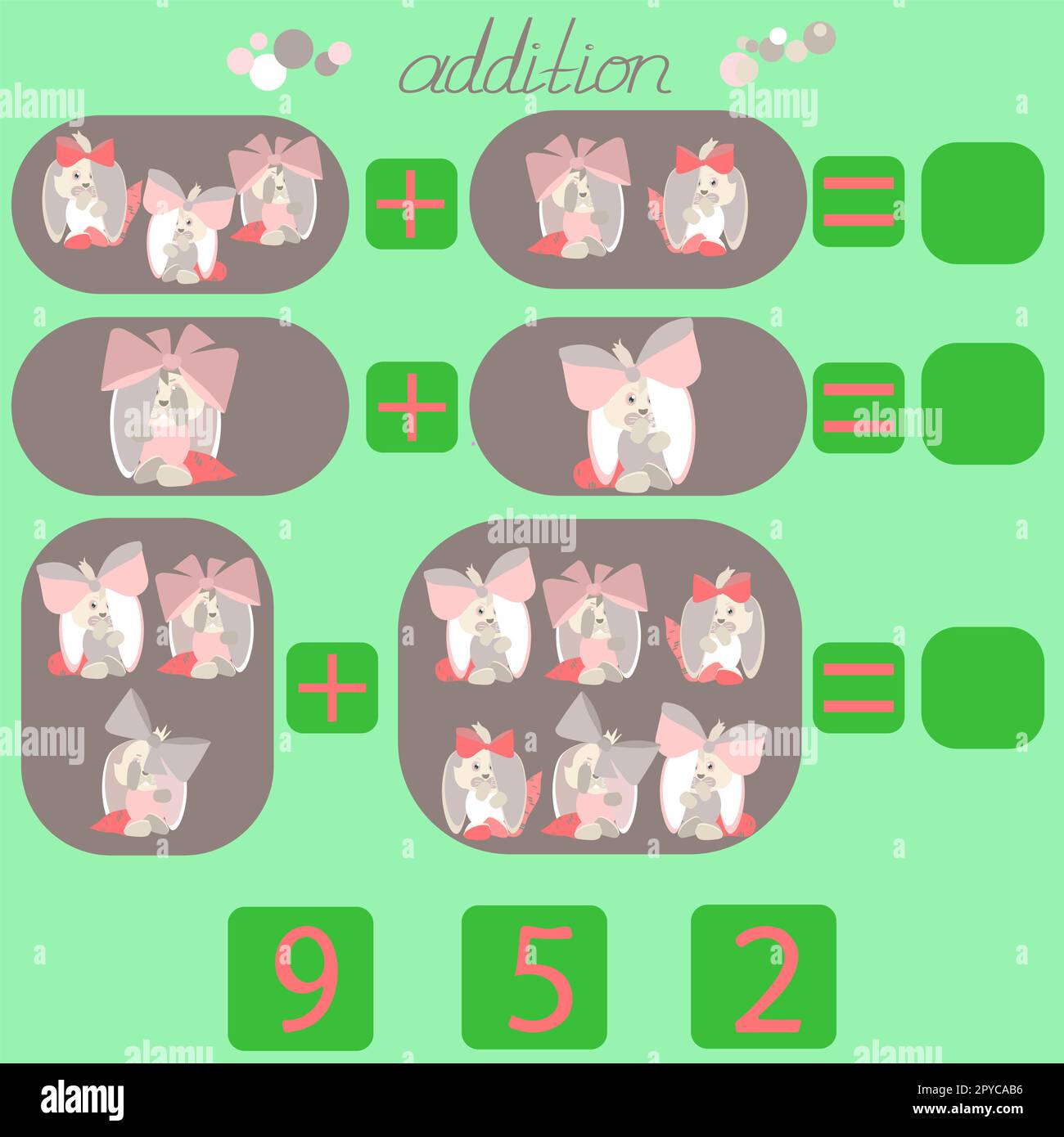 count the rabbits in the picture and put the right number in the rebus ...