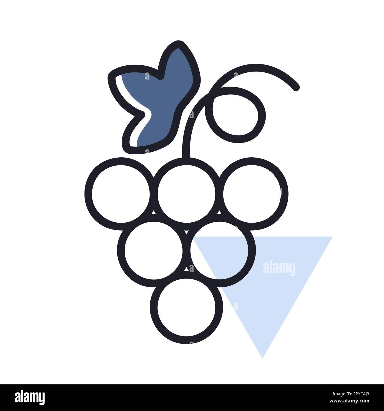 Bunch of grapes with leaf vector icon. Graph symbol for food and drinks ...