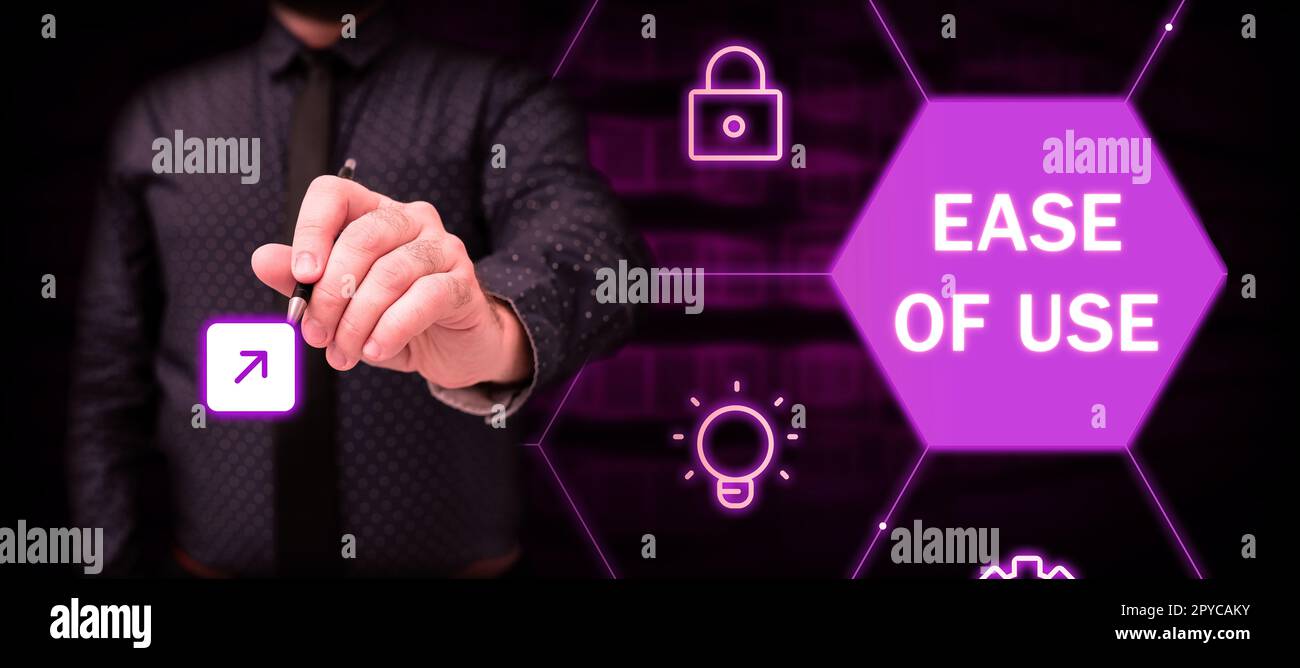 Sign displaying Ease Of Use. Word Written on User friendly easy to ...