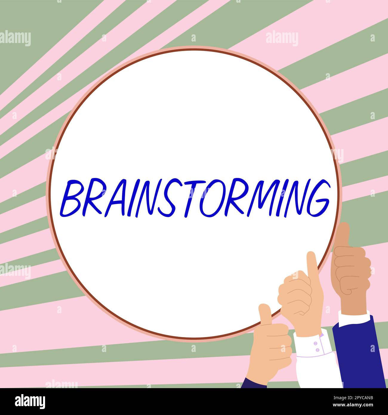 Text caption presenting Brainstorming, Internet Concept Hold a group ...