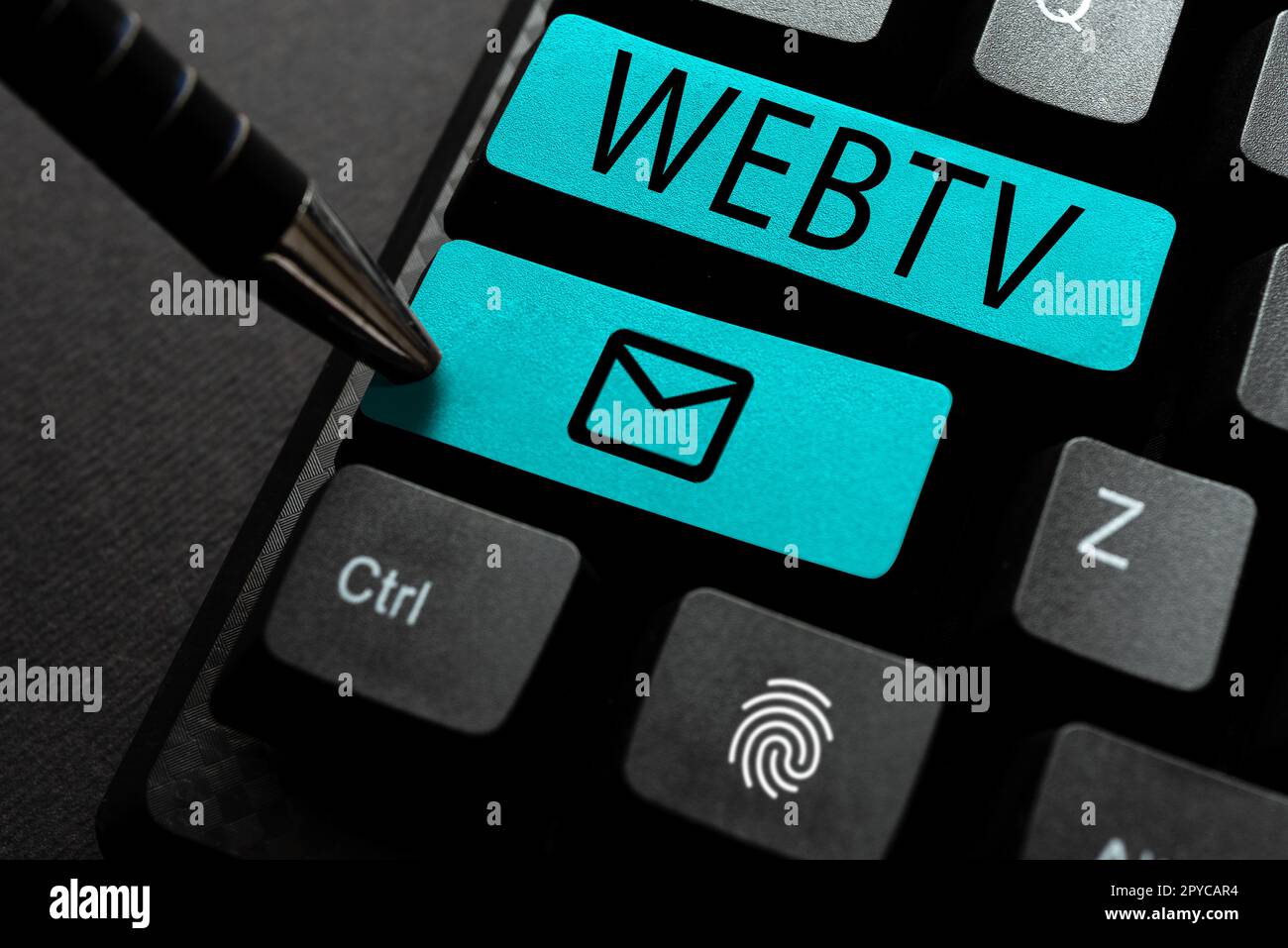 Conceptual caption Webtv. Business approach Internet transmission ...