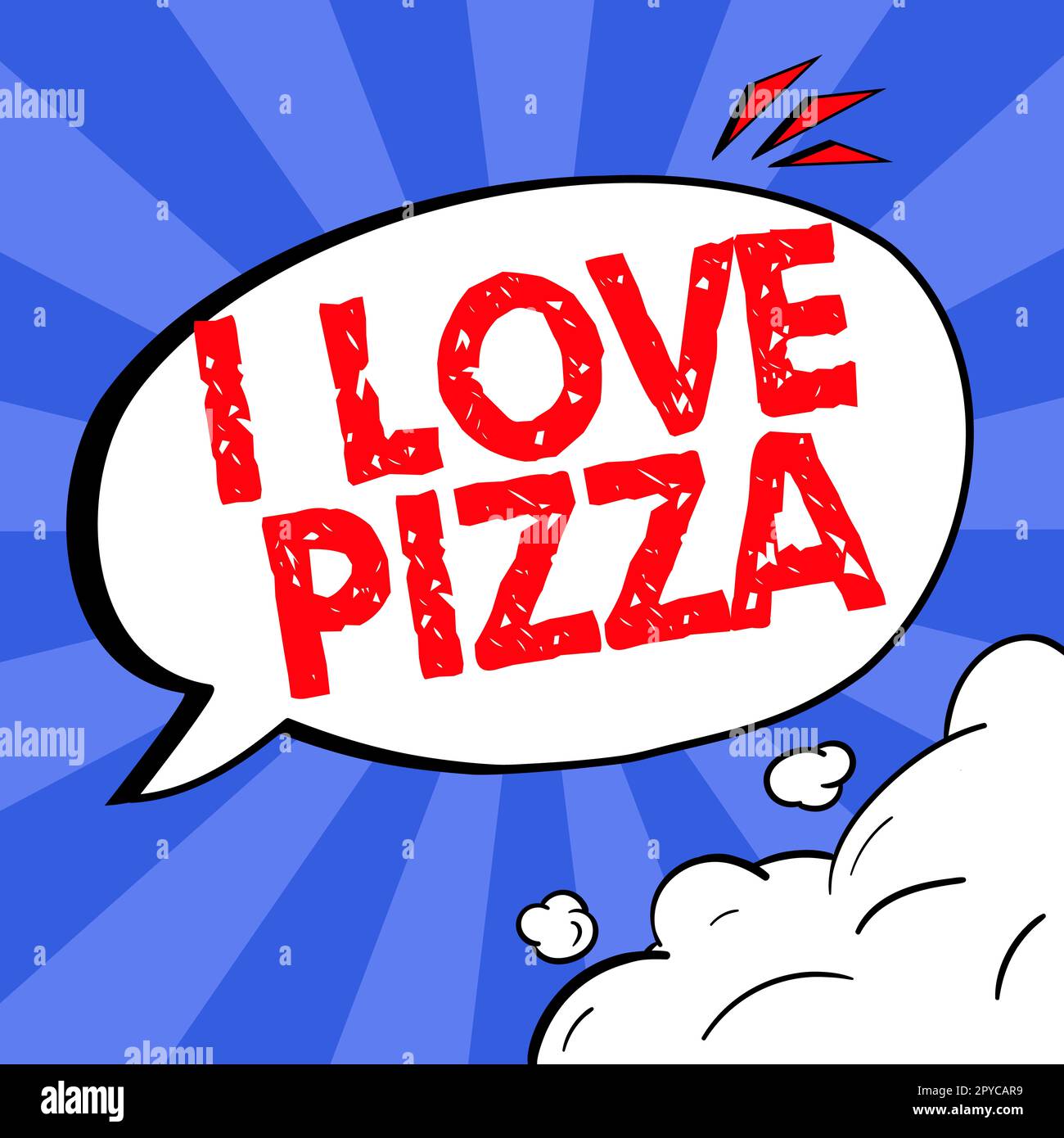 Text caption presenting I Love Pizza. Concept meaning To like a lot ...