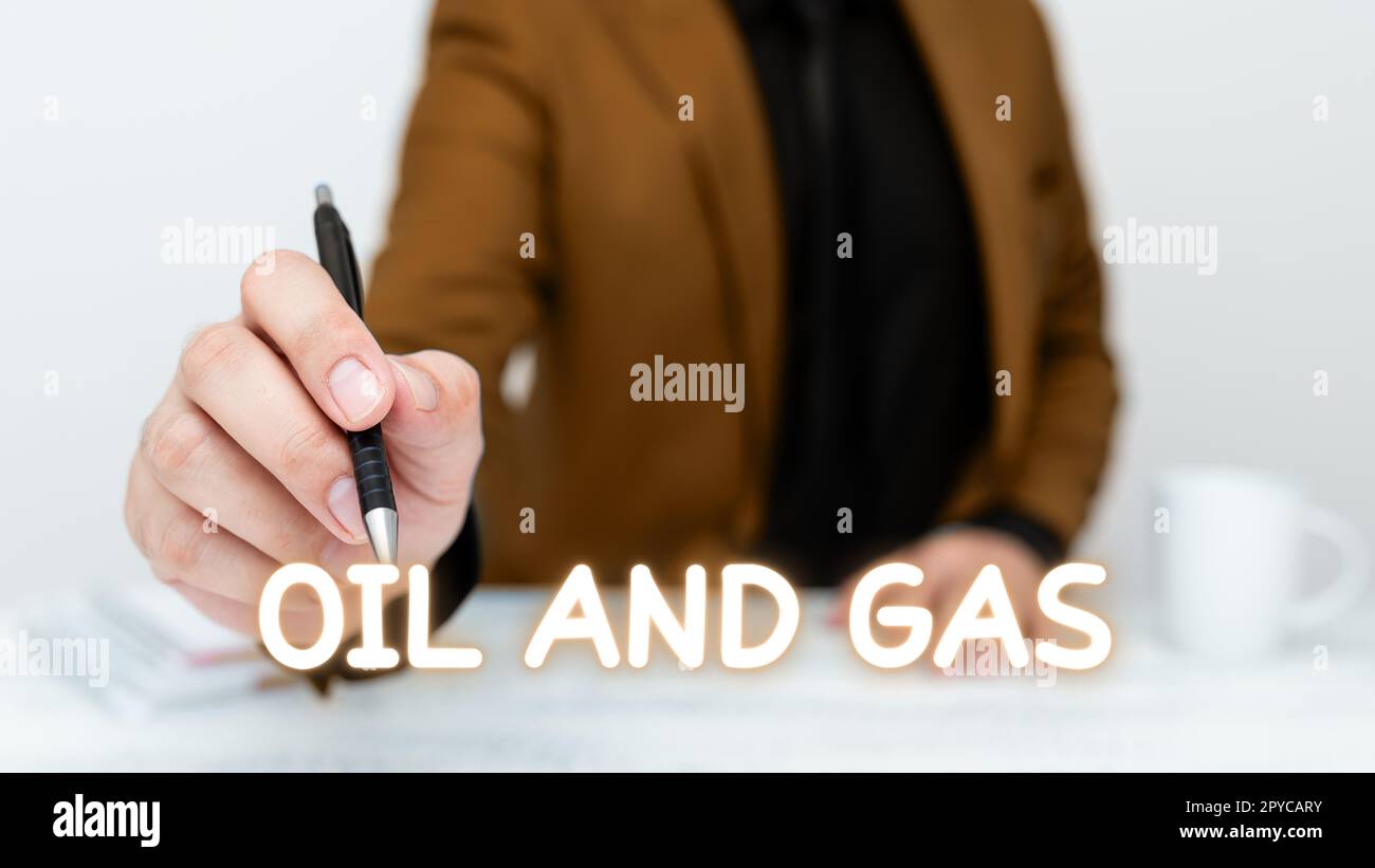 Writing displaying text Oil And Gas. Concept meaning Exploration ...