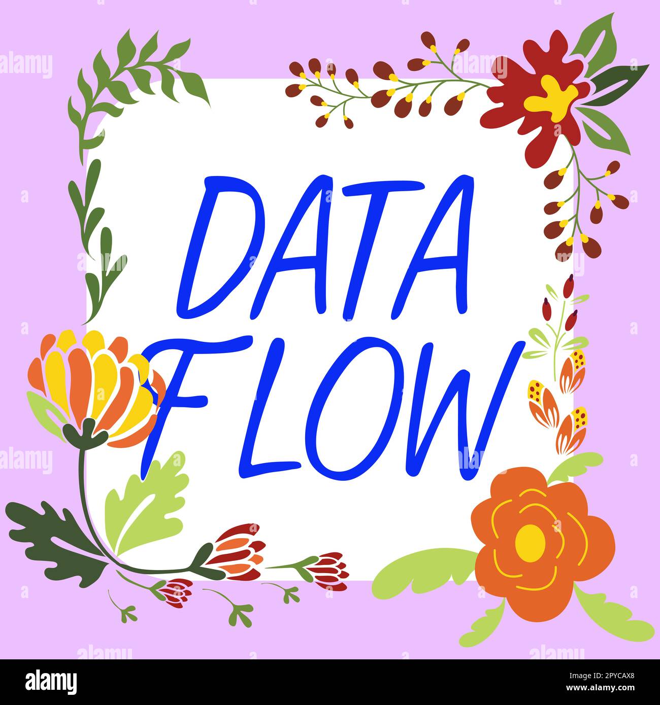 Conceptual caption Data Flow. Business showcase the movement of data through a system comprised ...