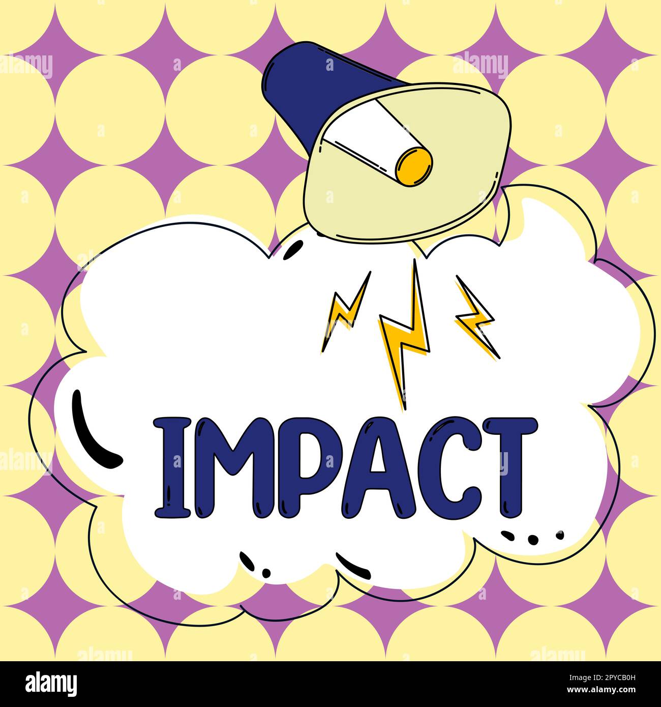 Sign displaying Impact, Business idea action of one object coming ...