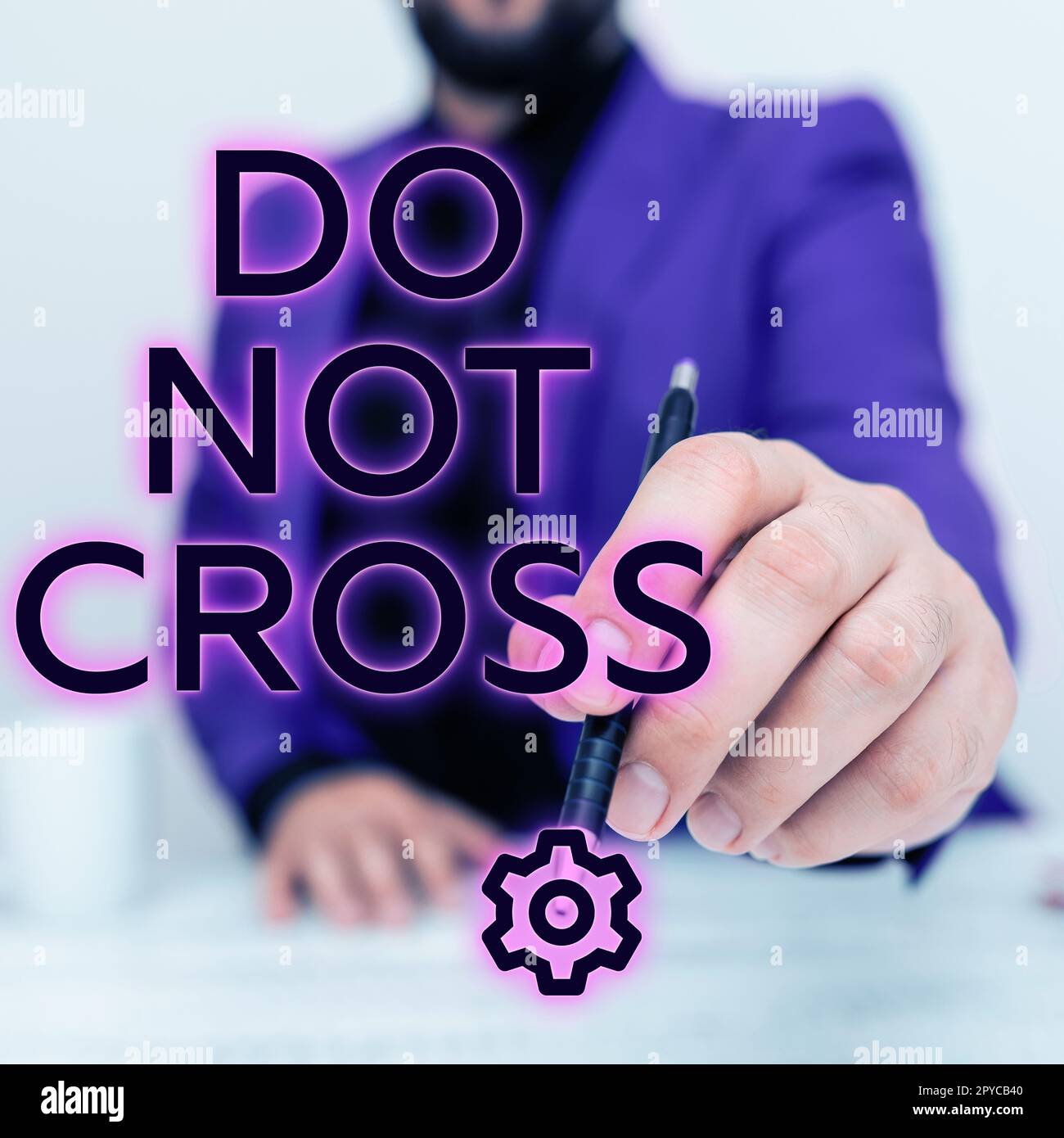 Text showing inspiration Do Not Cross. Conceptual photo Crossing is forbidden dangerous caution ...